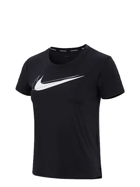 Nike Dri-fit Swoosh Running Top Short Sleeve - Black
