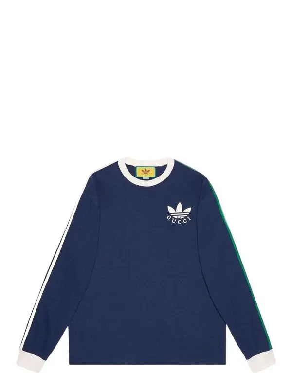Gucci X Adidas Cotton Jersey Long Sleeve T-shirt - Navy