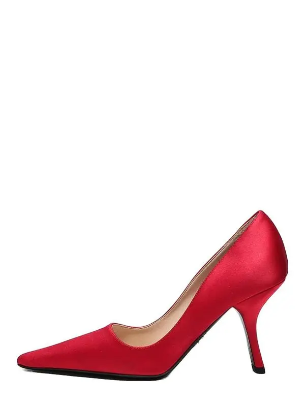 Prada Satin Pointed Toe High Heel Pumps - Red