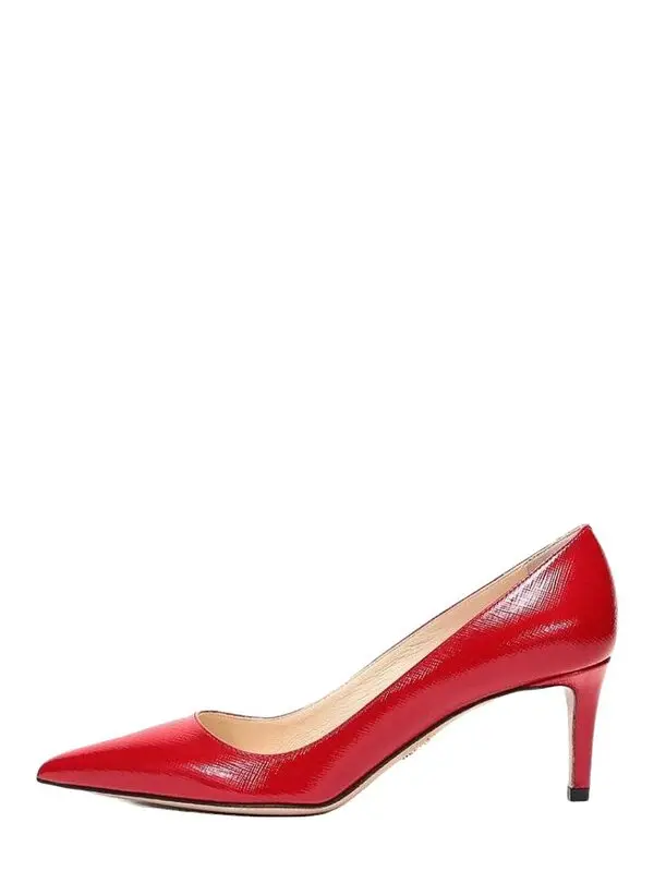 Prada Pointed Saffiano Leather Heels - Red