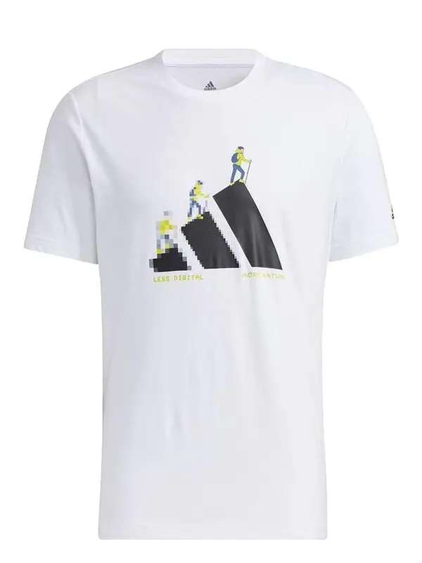 Adidas Graphic Print Round Neck Short Sleeve T-shirt - White