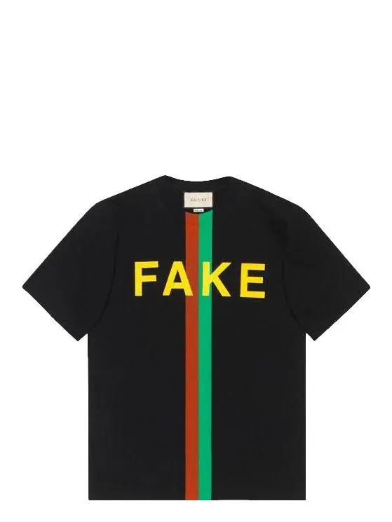Gucci Fake/not" Print Oversize T-shirt - Black