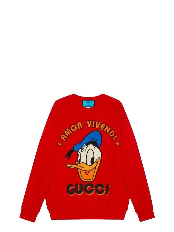 Gucci X Disney Donald Duck Printed Cotton Sweatshirt - Red