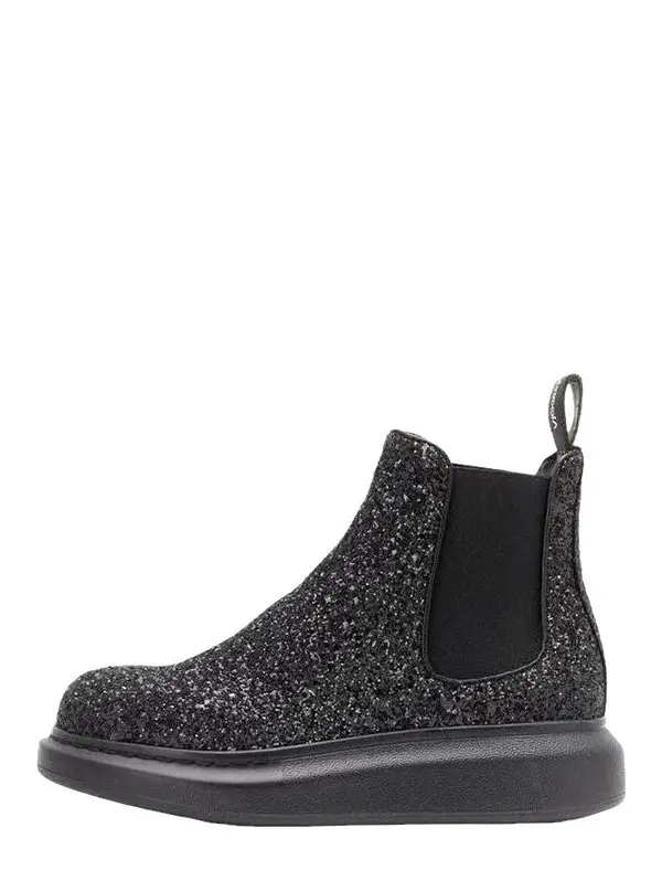 Alexander McQueen Glitter Detail Ankle Boots - Black