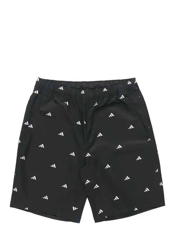 Adidas Logo Print Sports Shorts - Black
