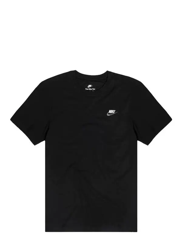 Nike Club Embroidered Logo Solid Color Round Neck Short Sleeve Black - Multi-color
