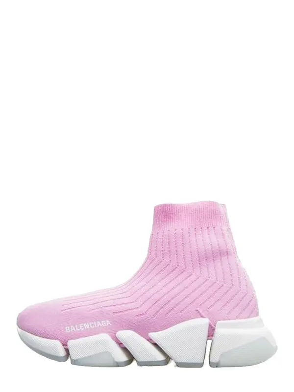 Balenciaga Speed 2.0 Rib-knit Trainers - Pink/white