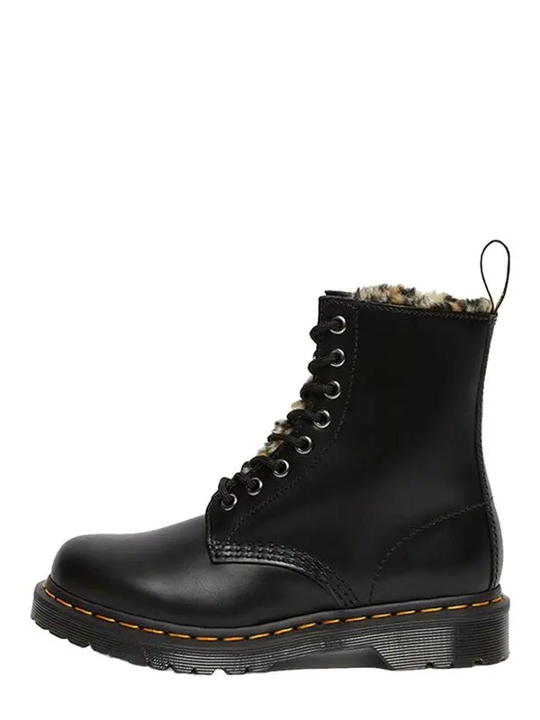 Dr. Martens 1460 Serena Leopard Ankle Boots - Black
