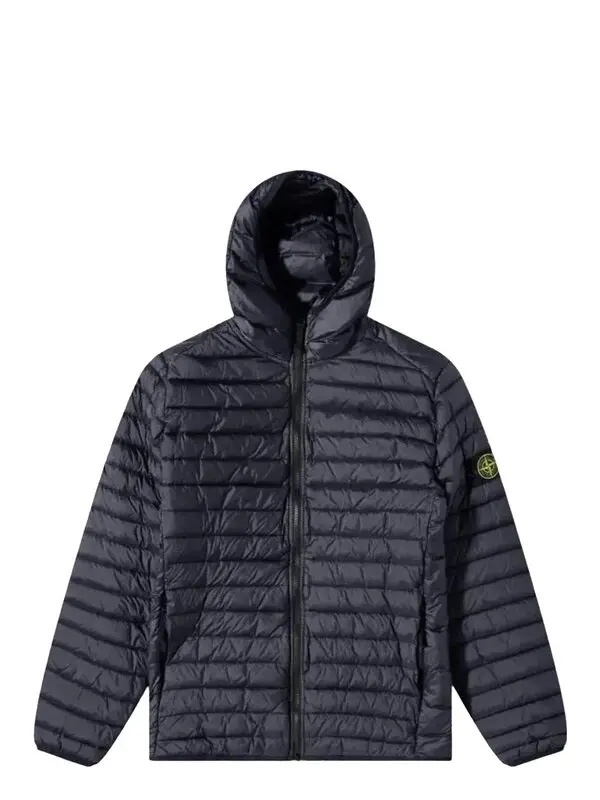 Stone Island Logo Patch Hooded Down Puffer Jacket - Navy