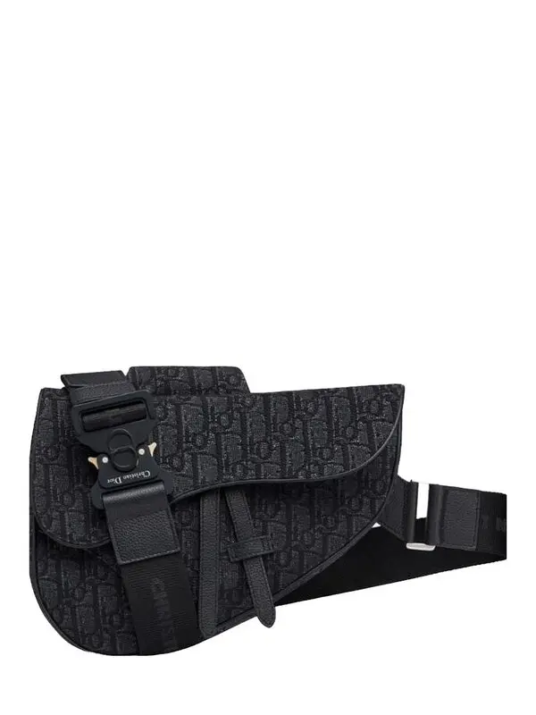 Dior Saddle Bag In Oblique Jacquard - Black