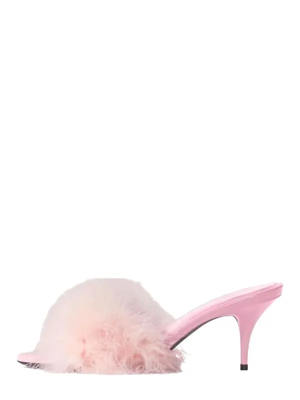Balenciaga Feather Trimmed High Heel Sandals - Pink