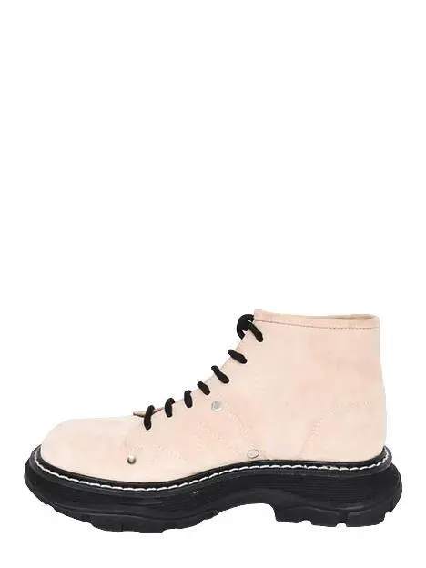Alexander McQueen Lace Up Combat Boots - Beige/black