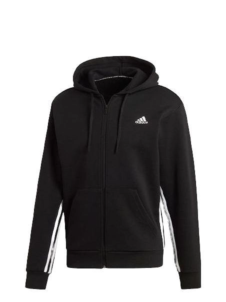 Adidas 3-stripes Full Zip Hoodie - Black