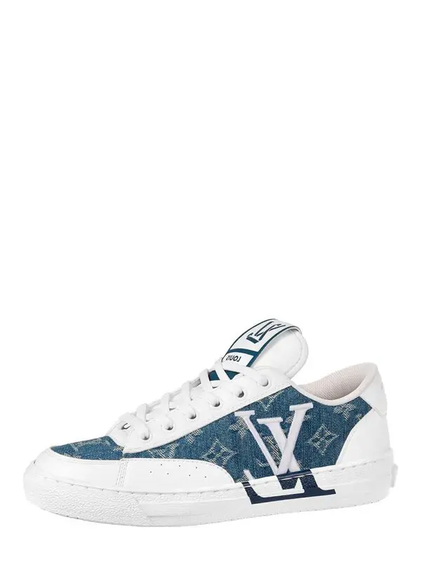 LOUIS VUITTON Charlie Sneakers In White Denim Monogram - White/blue