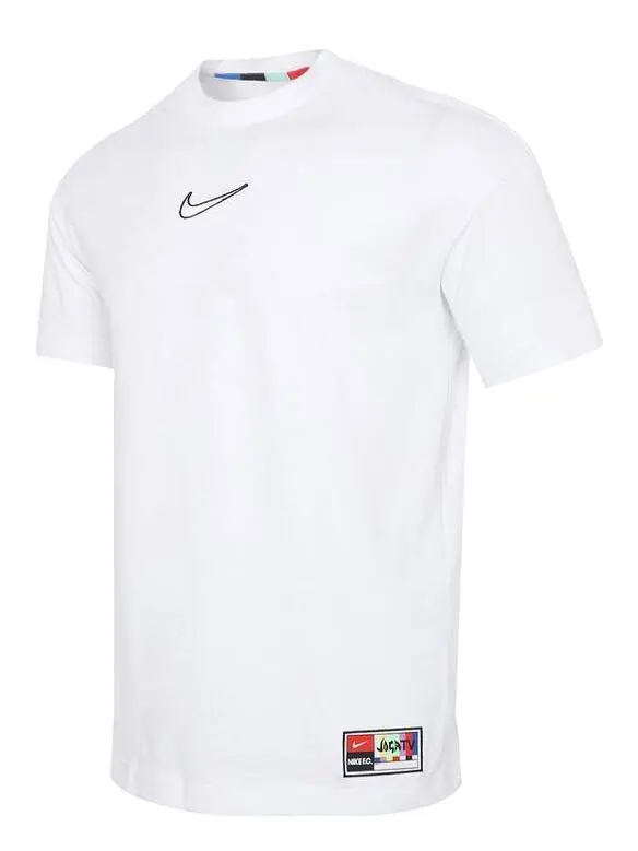 Nike Logo Embroidered Woven Label Training Sports Short Sleeve T-shirt - White
