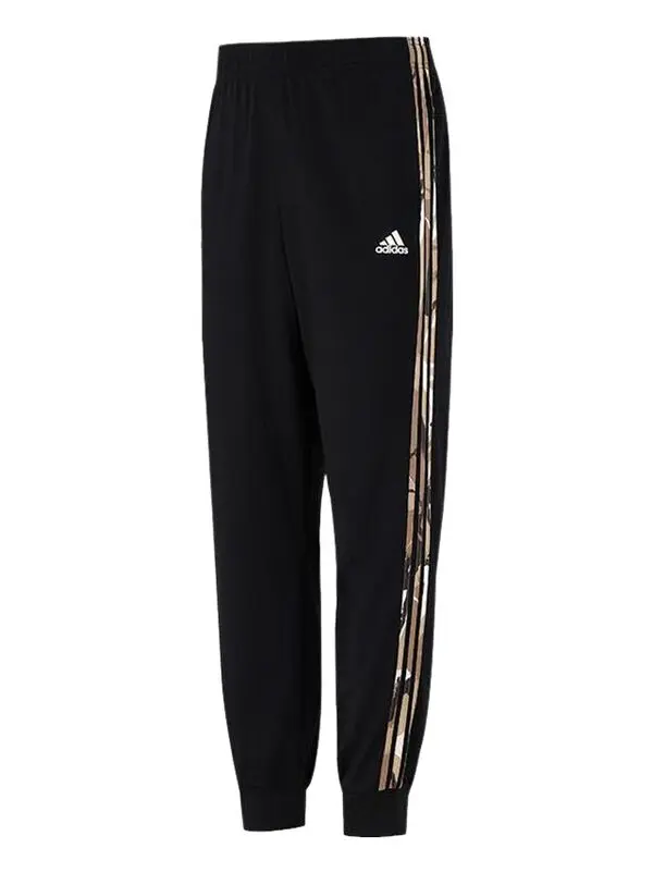 Adidas Contrasting Colors Stripe Knit Bundle Feet Sports Pants/trousers/joggers - Black