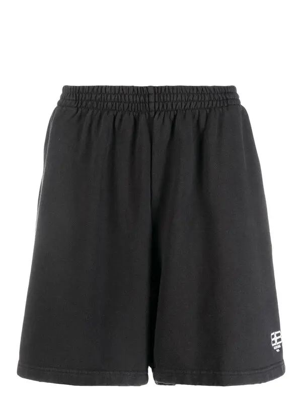 Balenciaga Bb Paris Icon Sweat Shorts - Black