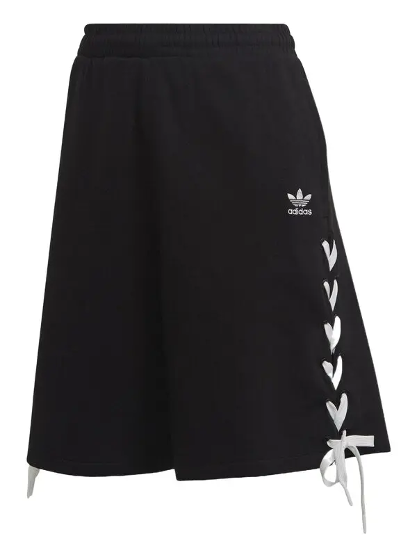 Adidas Trefoil Side Striped Elastic Waist Loose Shorts - Black/white