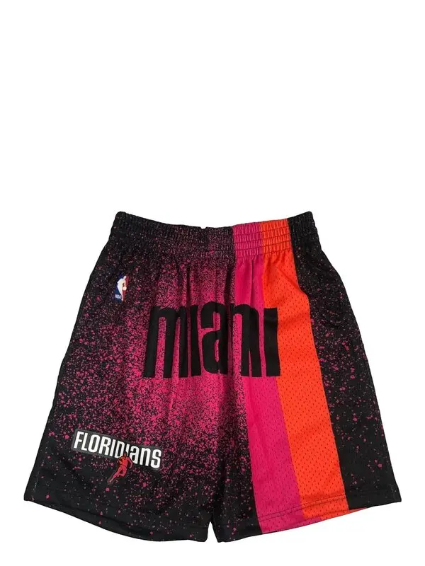 Mitchell & Ness X Nba Miami Heat Spray Paint Swingman Shorts - Red/black