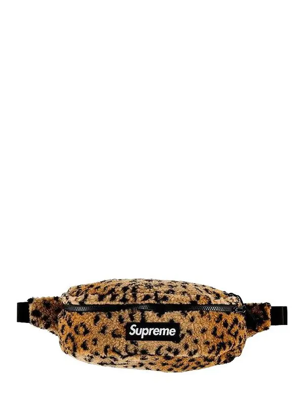 Supreme Leopard Fleece Waist Bag - Brown/black