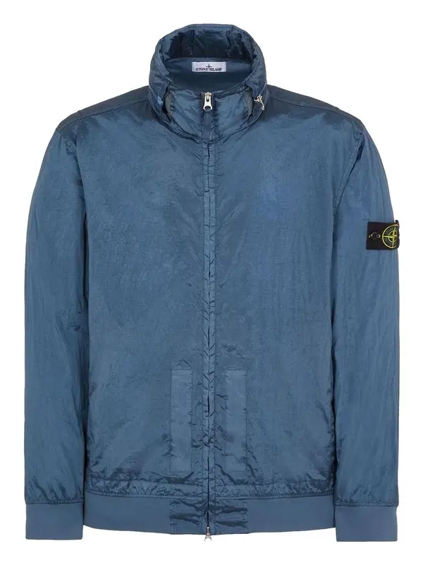 Stone Island Nylon Zip-up Jacket With Logo - Blue