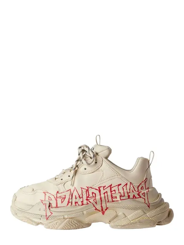 Balenciaga Triple S Diy Metal Sneakers - Beige/red/black