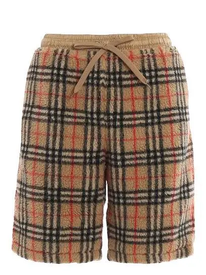 Burberry Plaid Print Fleece Shorts - Brown
