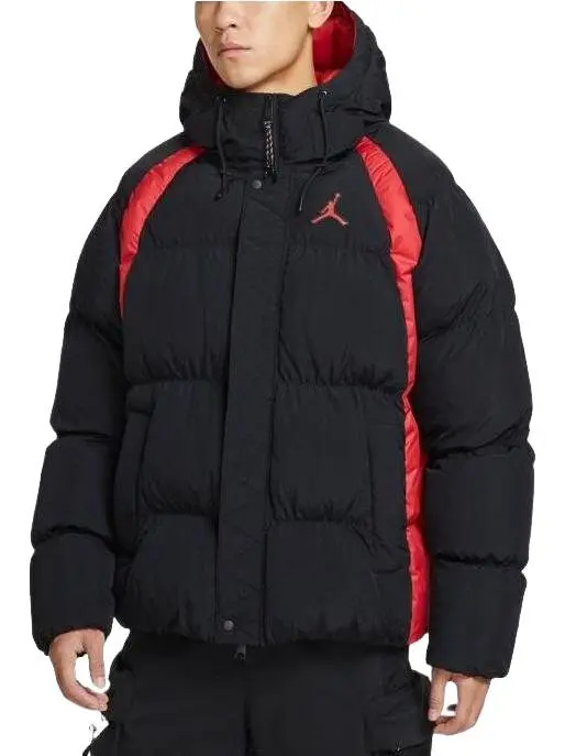 JORDAN Hooded Padded Jacket With Geometric Pattern And Color Block - Default Colorway