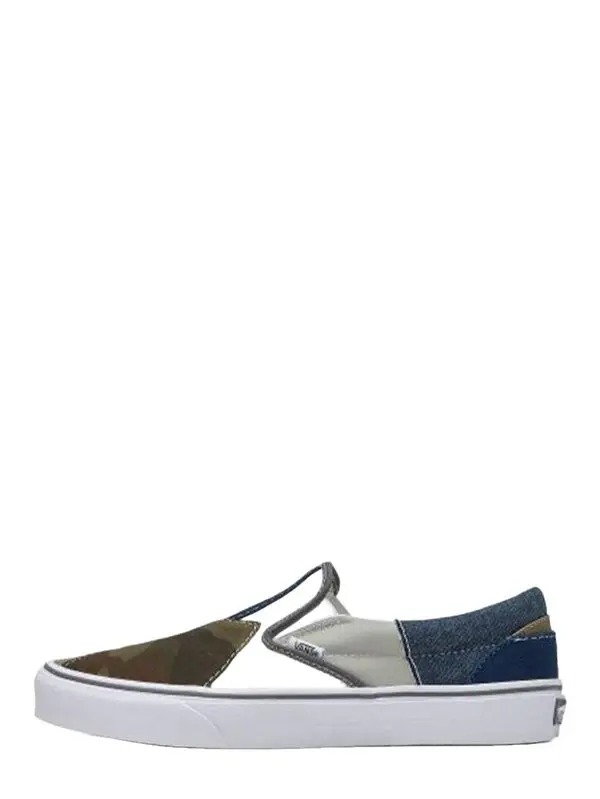 VANS Classic Slip-on Patchwork Camo Low Top Sneakers - Brown/blue/white