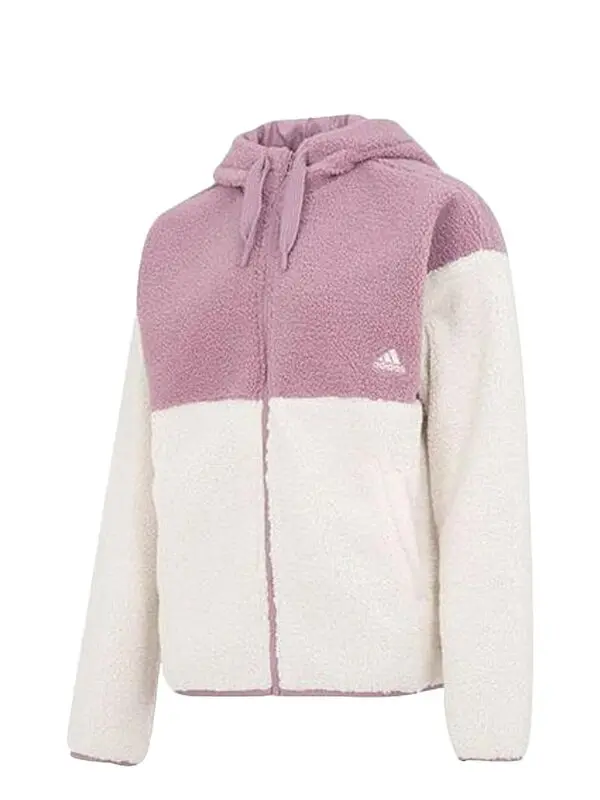 Adidas Fleece Jacket With Hood - Purple/white