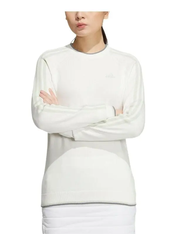 Adidas 3-stripes Long Sleeve Crew Neck Sweater - White