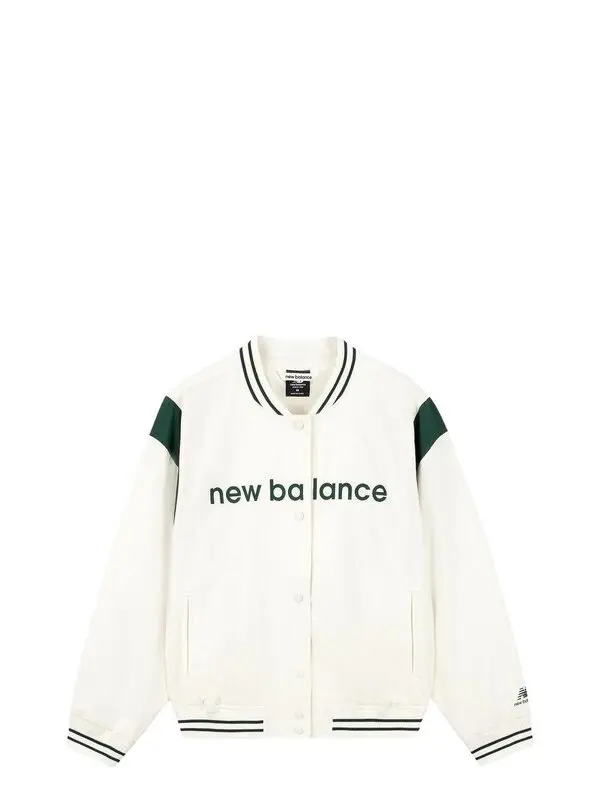 NEW BALANCE Varsity Bomber Jacket - White/green