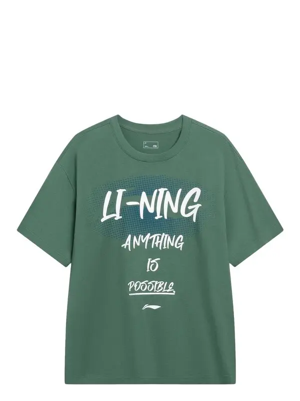 LI-NING Anything Is Possible Graphic T-shirt 'green - Green/white