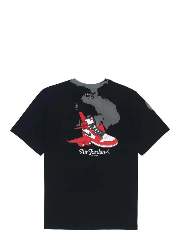 JORDAN Logo Pattern Printing Basketball Training Sports Short Sleeve T-shirt - Black