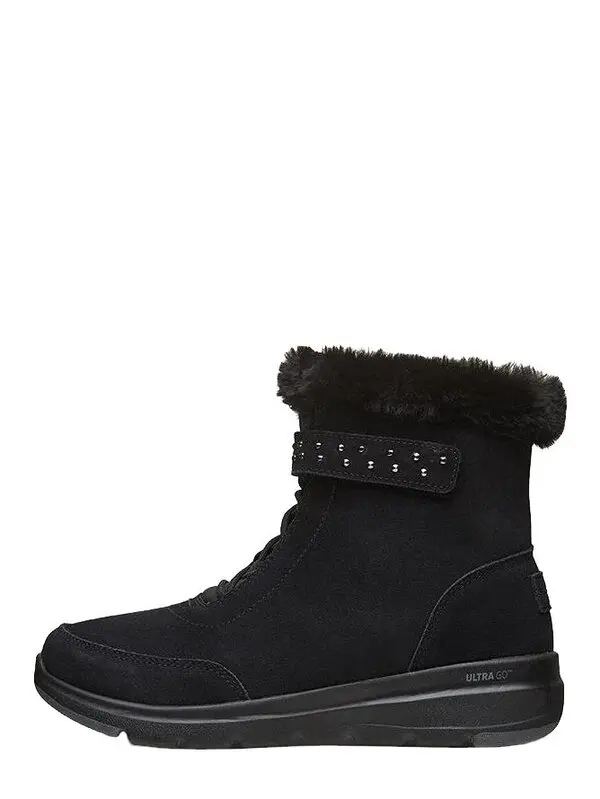 Sketchers Winter Boots With Fur Trim And Studded Detail - Black
