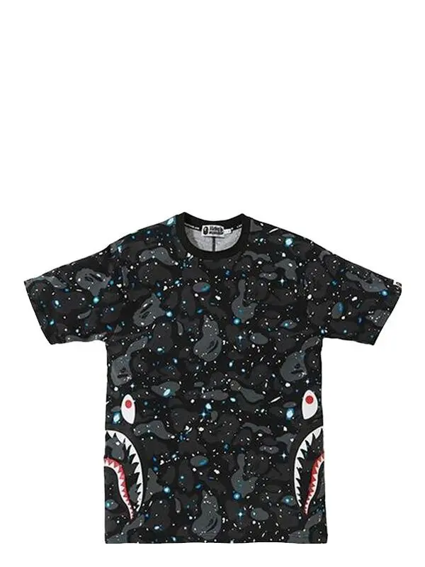 A BATHING APE Space Camouflage Side Shark T-shirt - Black