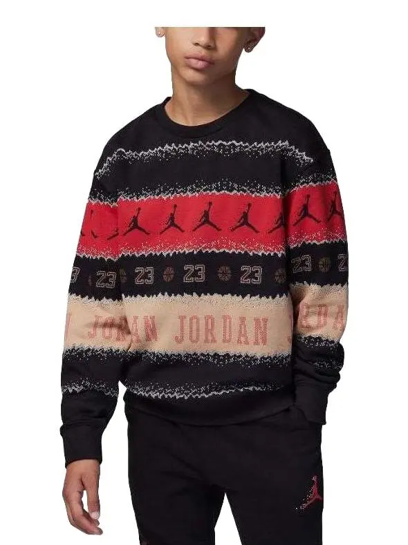JORDAN Air Mj Holiday Fleece Crew Top - Black/red/white