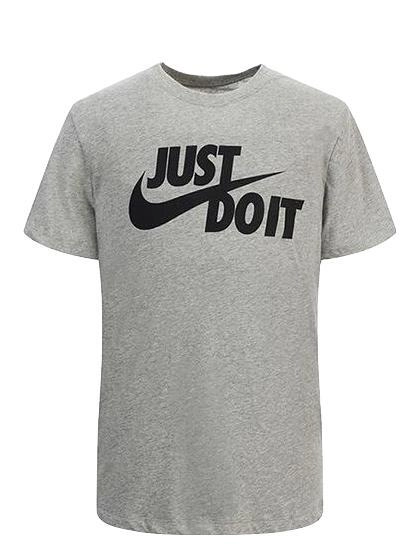 Nike Tee Just Do It Swoosh Casual Sports Round Neck Short Sleeve Gray - Grey