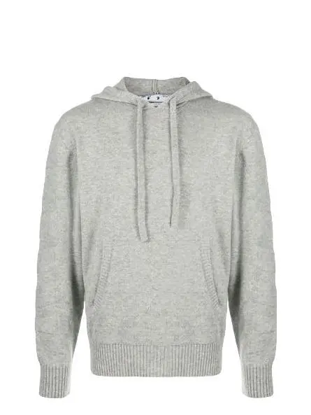 Off-White Hooded Sweater With Sleeve Detail - Grey
