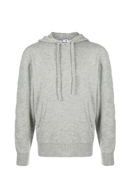 Off-White Hooded Sweater With Sleeve Detail - Grey
