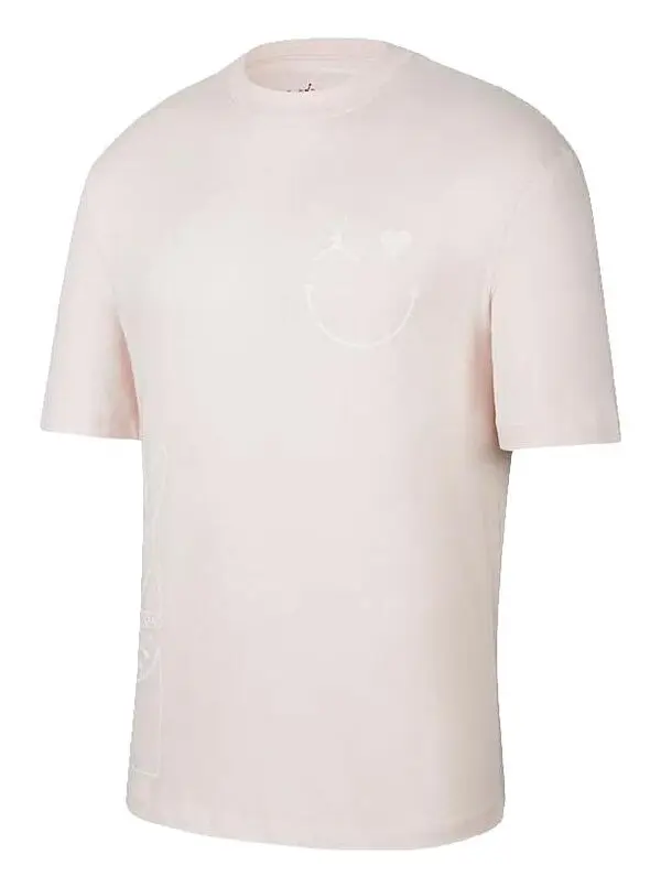 JORDAN Alphabet Printing Round Neck Pullover Short Sleeve Pink - Default Color