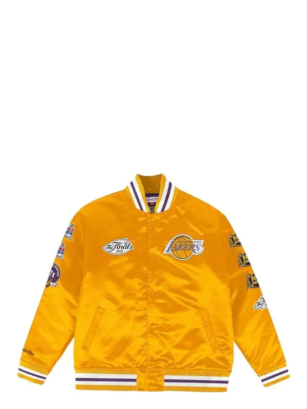 Mitchell & Ness Nba Los Angeles Lakers Championship Satin Bomber Jacket - Yellow