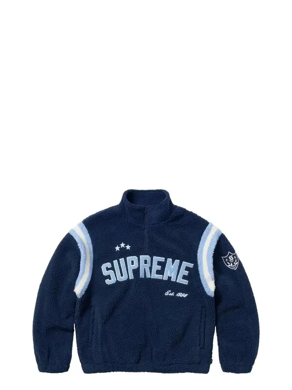 Supreme Arc Half Zip Fleece Pullover Jacket - Navy