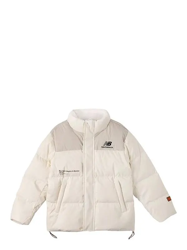 NEW BALANCE Padded Down Jacket With Stand Collar - White/grey/black