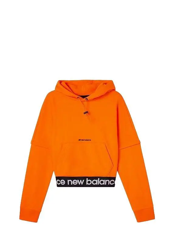 NEW BALANCE Solid Color Hooded Casual Top - Orange