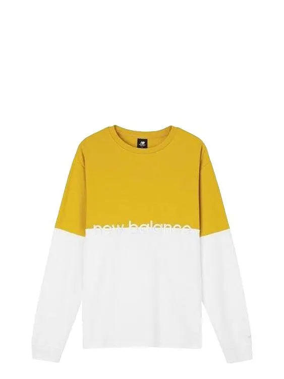 NEW BALANCE Athletics Pique Stripe Long Sleeve Top - Yellow/white