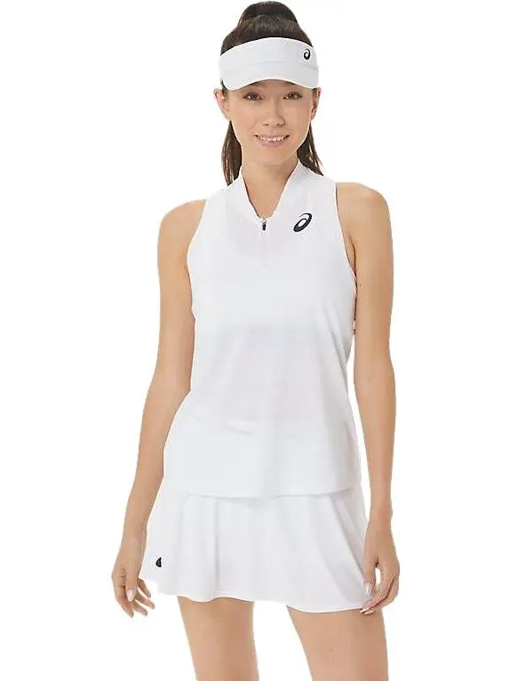 Asics Sleeveless Quarter Zip Tennis Top - White/black