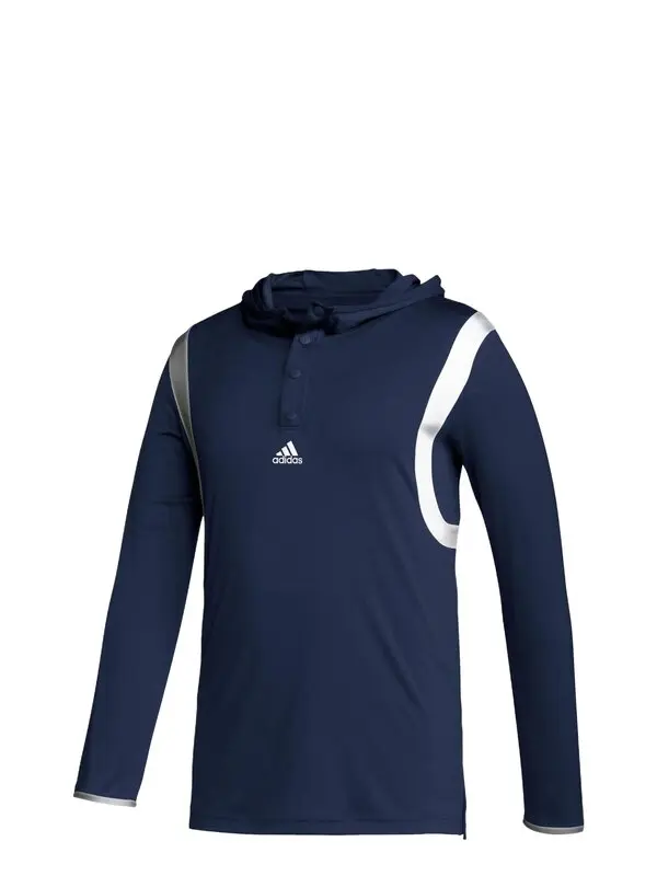 Adidas Logo Long Sleeve Button Detail Hoodie - Default Colorway