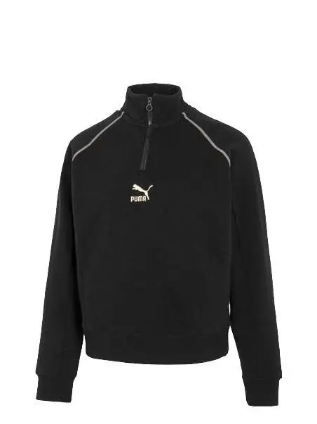 PUMA Graphic Half-zip Crew - Black/white