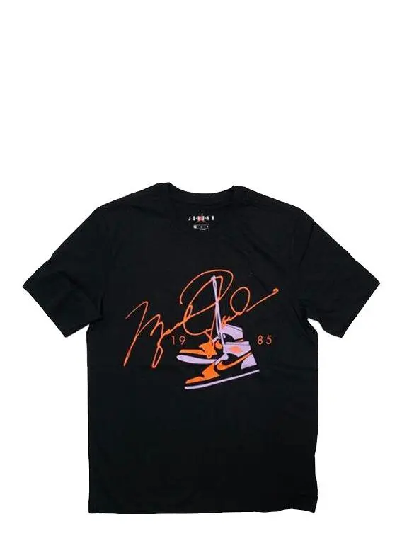 JORDAN Aj85 Signature Printing Short Sleeve T-shirt - Black
